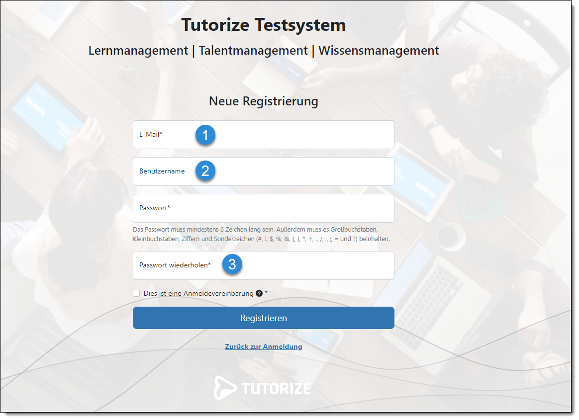 So registrieren Sie sich selbstständig im System | TUTORize